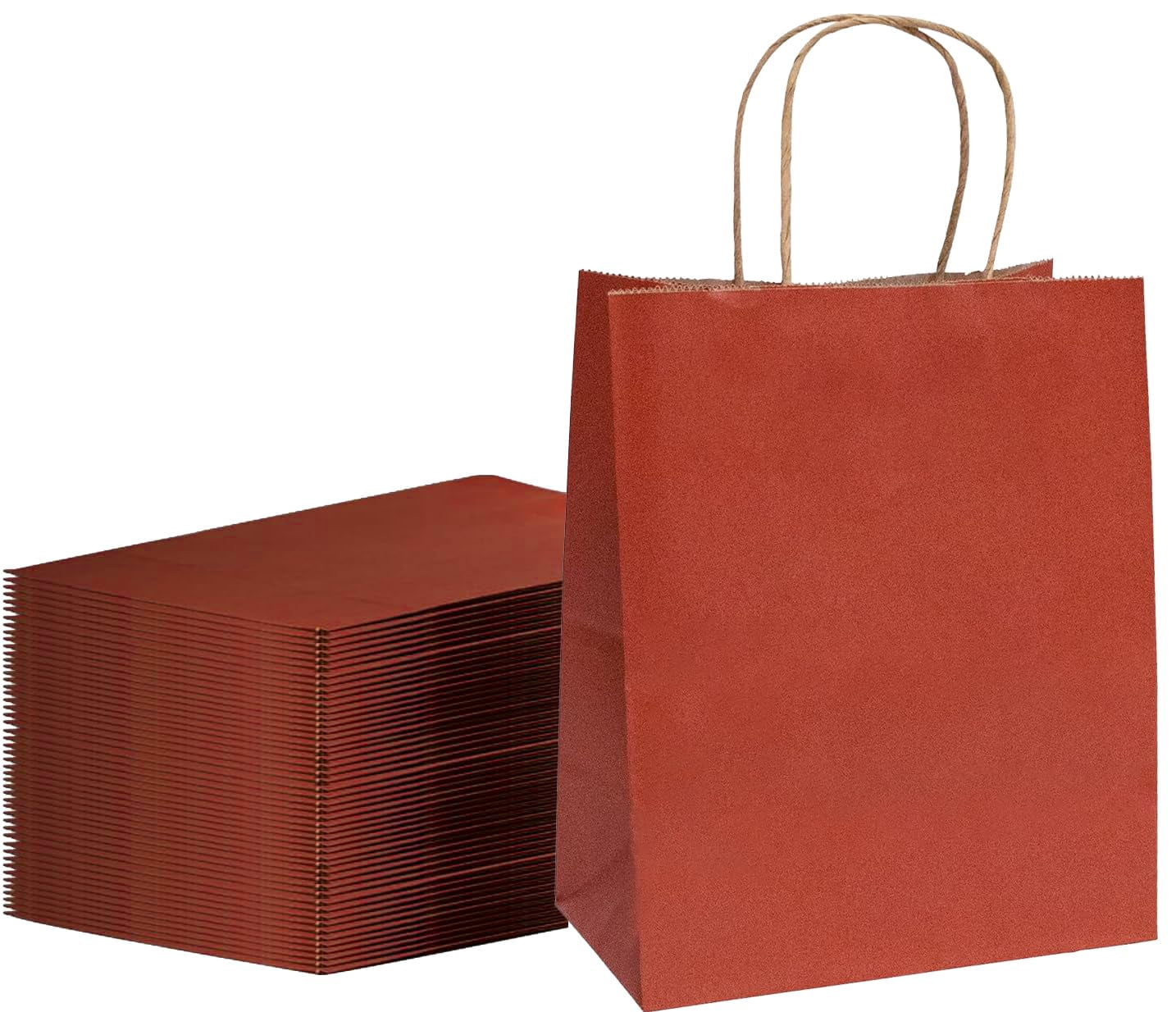 50-Pack Brown Paper Bags with Handles Bulk, 8x4.25x10.5 Inches,Medium ...