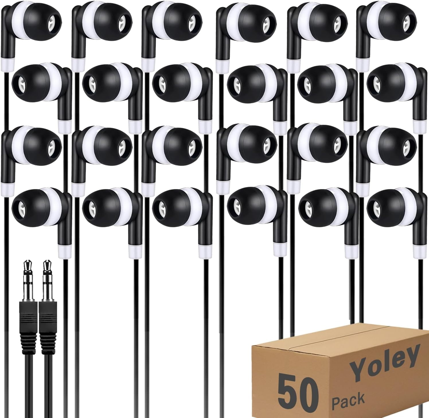 50 Pack Bulk Earbuds for Classroom,Student Basic Headphones in Ear for ...
