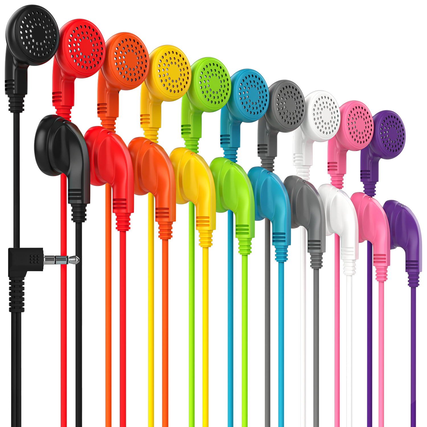 CuConnect Wired Earphones, 50 Pack Bulk, Individually Wrapped, Multi ...