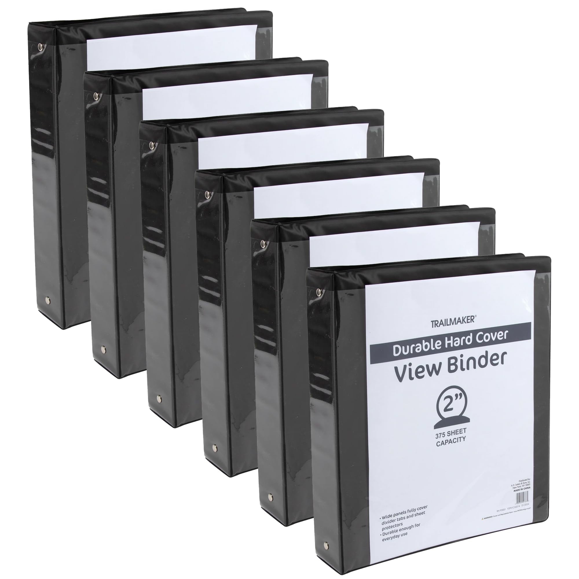 50 Pack of Bulk Wholesale 2 Inch 3 Ring Hardcover Binders with Clear ...