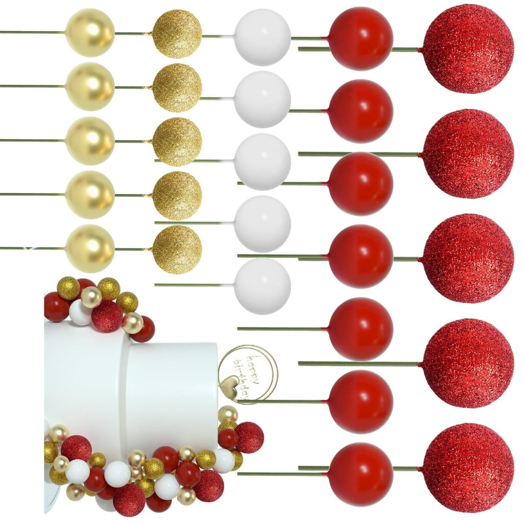 50 Pack Cake Toppers Set Round Designs Holiday Cake Decors Party ...