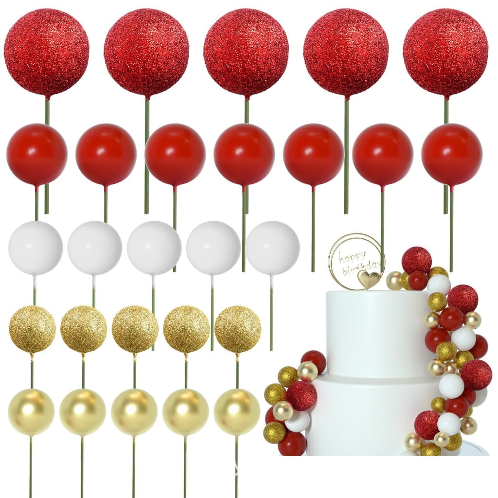 50 Pack Cake Toppers Set Round Designs Holiday Cake Decors Party ...