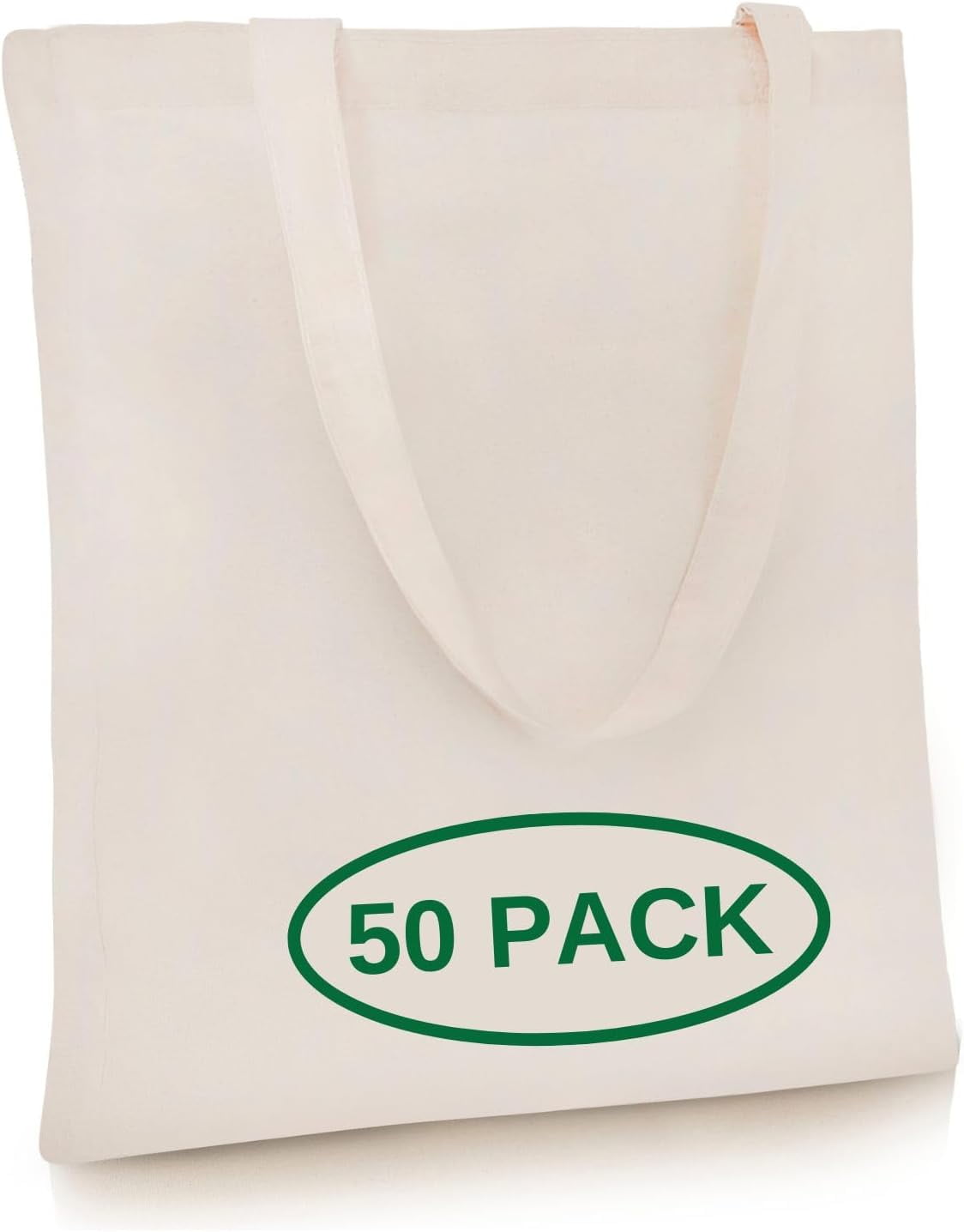 50-Pack Canvas Tote Bags Bulk, Reusable, Grocery Medium Lightweight ...