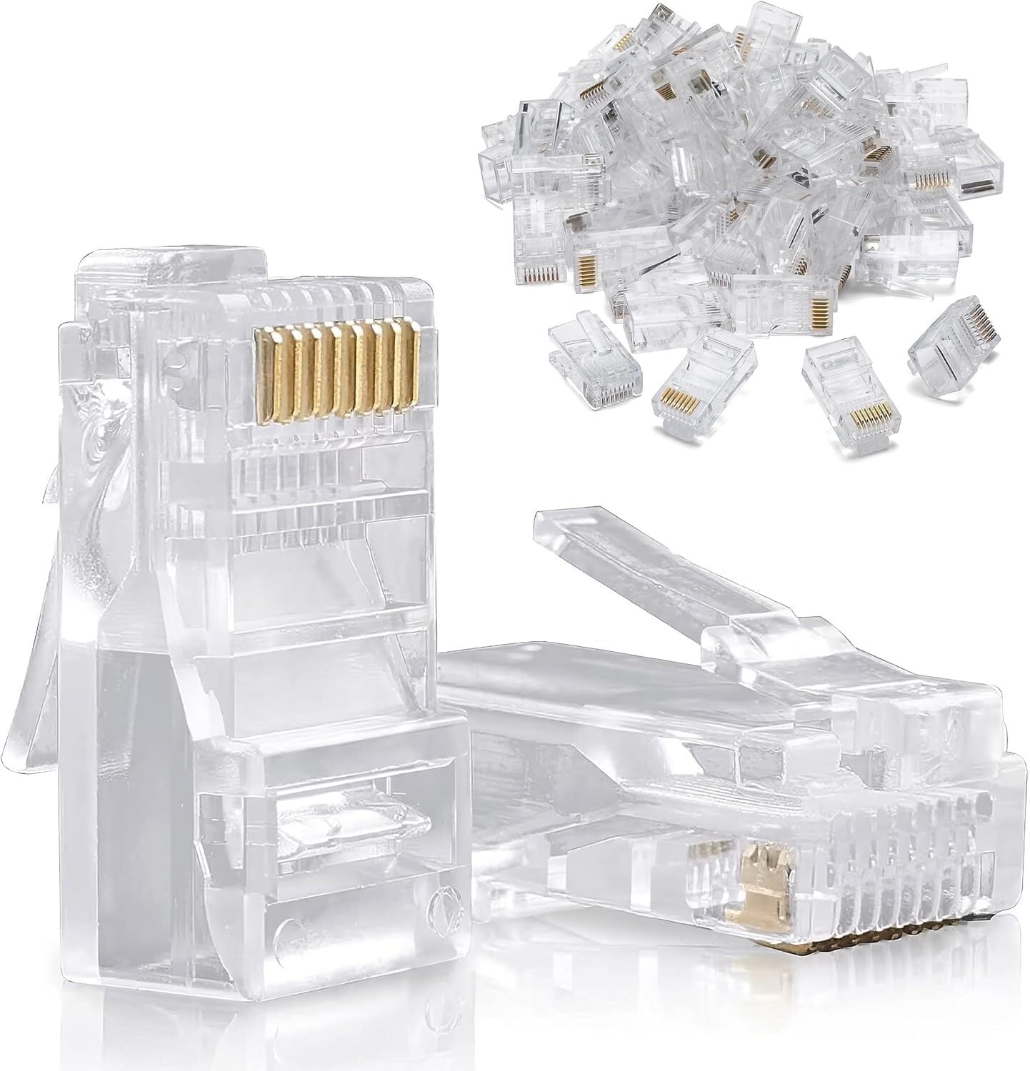 50-Pack Cat 6 Pass Through RJ45 Connectors (Cat 6 Ends / Cat6 Connector ...