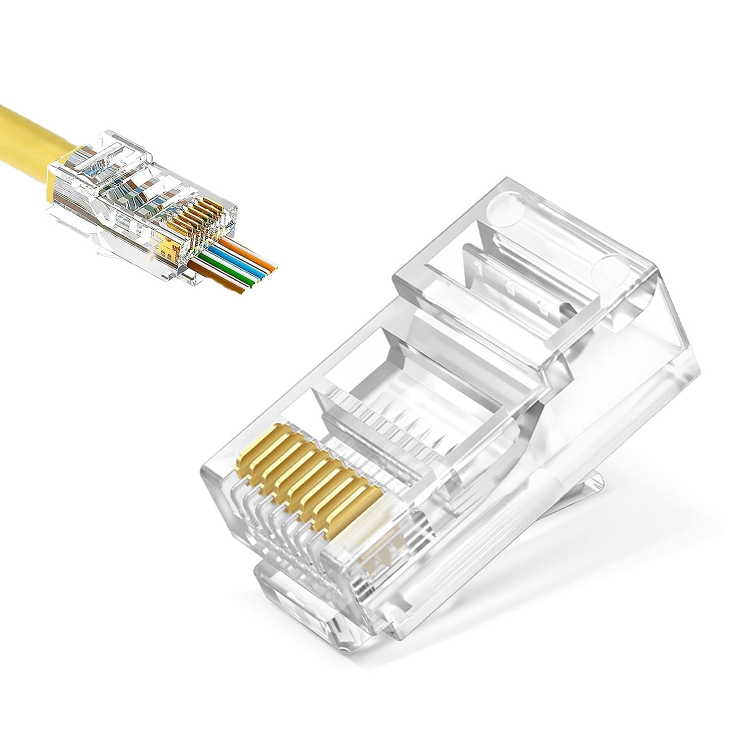 50-Pack Cat5e RJ45 Pass Through Connector, Cat5e RJ45 Connectors Pass ...