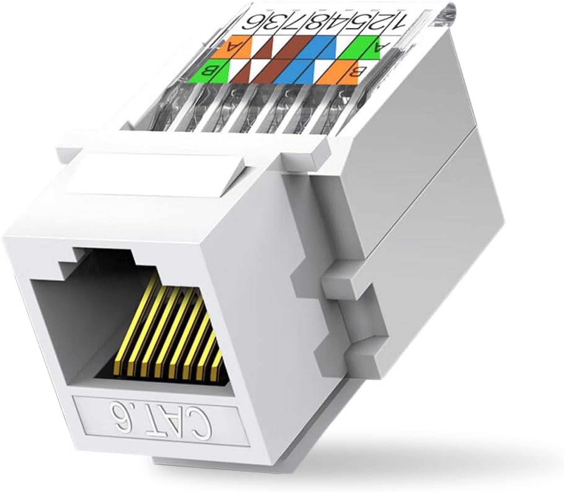 50-Pack Cat6 Tool-Less RJ45 Keystone Jack, No Punch-Down Tool Required ...