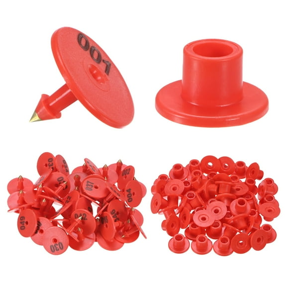 50-Pack Cattle Ear Tags 001-050 Number, Plastic Round Livestock Ear ...