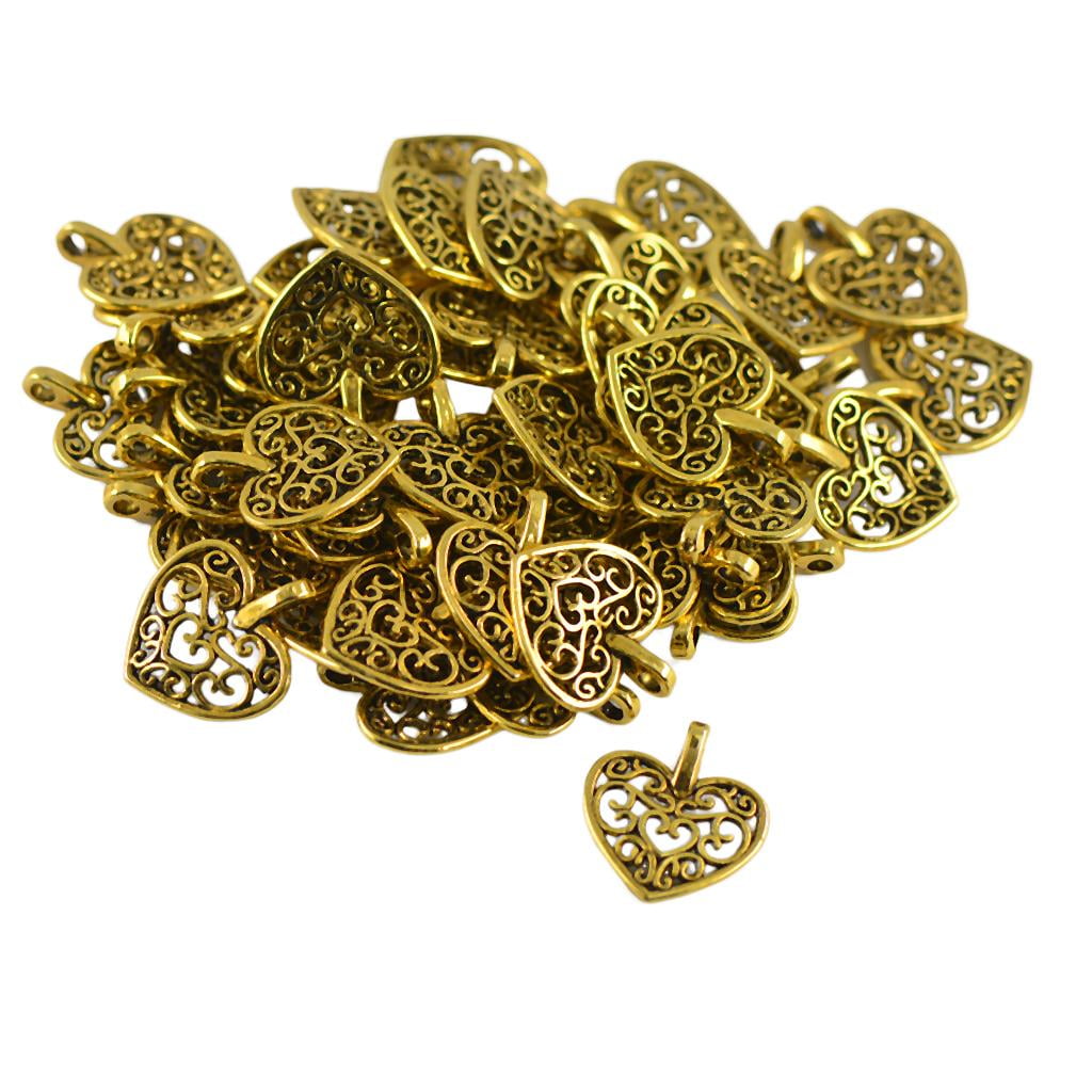 50 Pack Charm Bracelet Charms Gold Pendant for DIY Jewelry Making ...