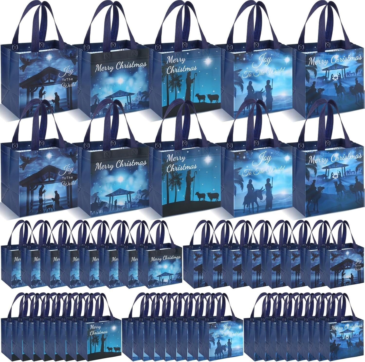 50 Pack Christmas Nativity Gift Bags - Religious Non-woven Favor Totes ...