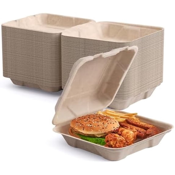 50 Pack Clamshell To Go Containers, 100% Compostable Disposable Take ...