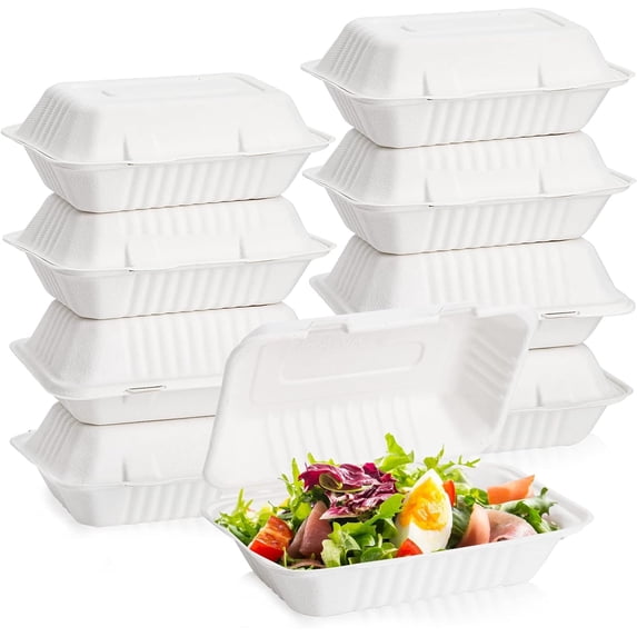 50 Pack Clamshell Take Out Food Containers, 9 X 6 Inch Single ...