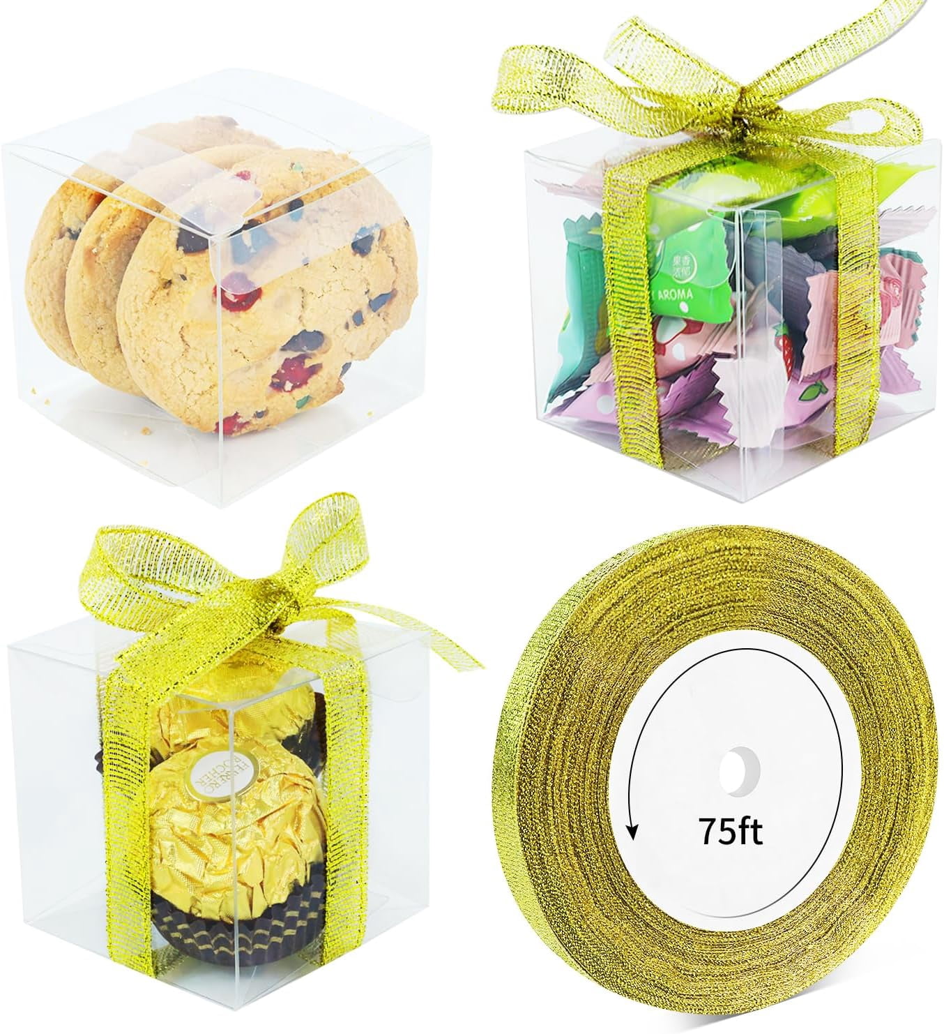 50 Pack Clear Candy Boxes, 2x2x2 Inches Favor Boxes, Transparent ...