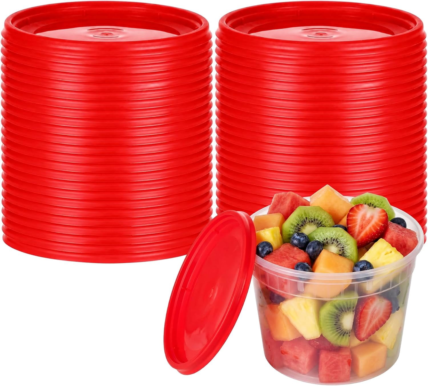 50 Pack Clear Deli Container Lids for 8/16/32oz Soup, Freezer ...