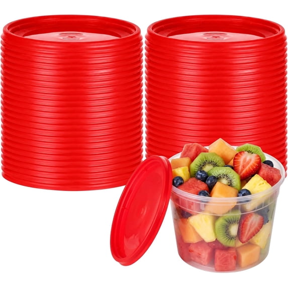 50 Pack Clear Deli Container Lids for 8/16/32oz Soup, Freezer ...