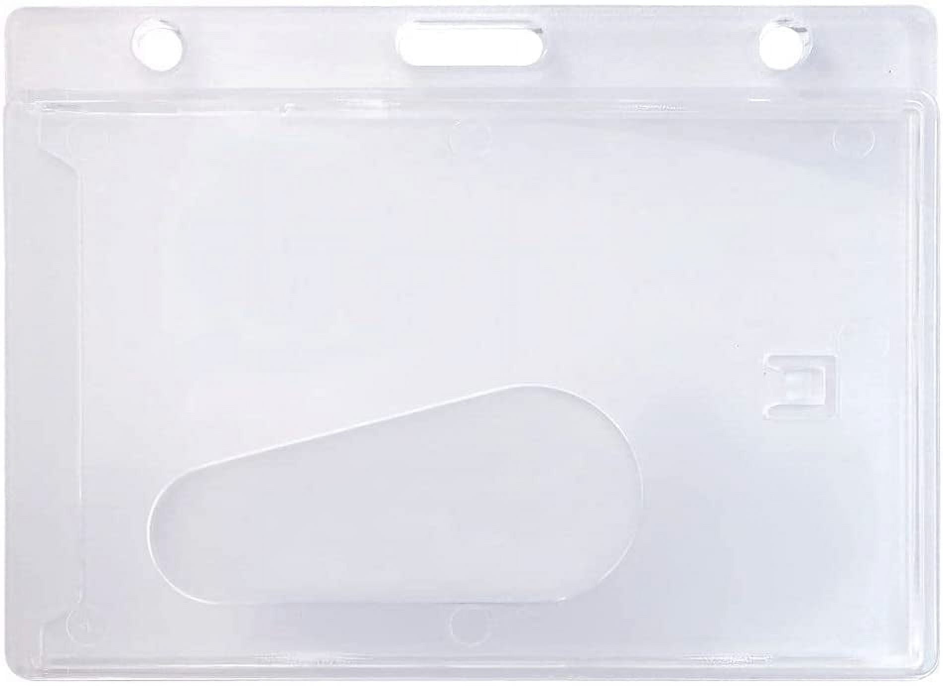 50 Pack - Clear Frosted Horizontal Hard Plastic ID Badge Holders ...