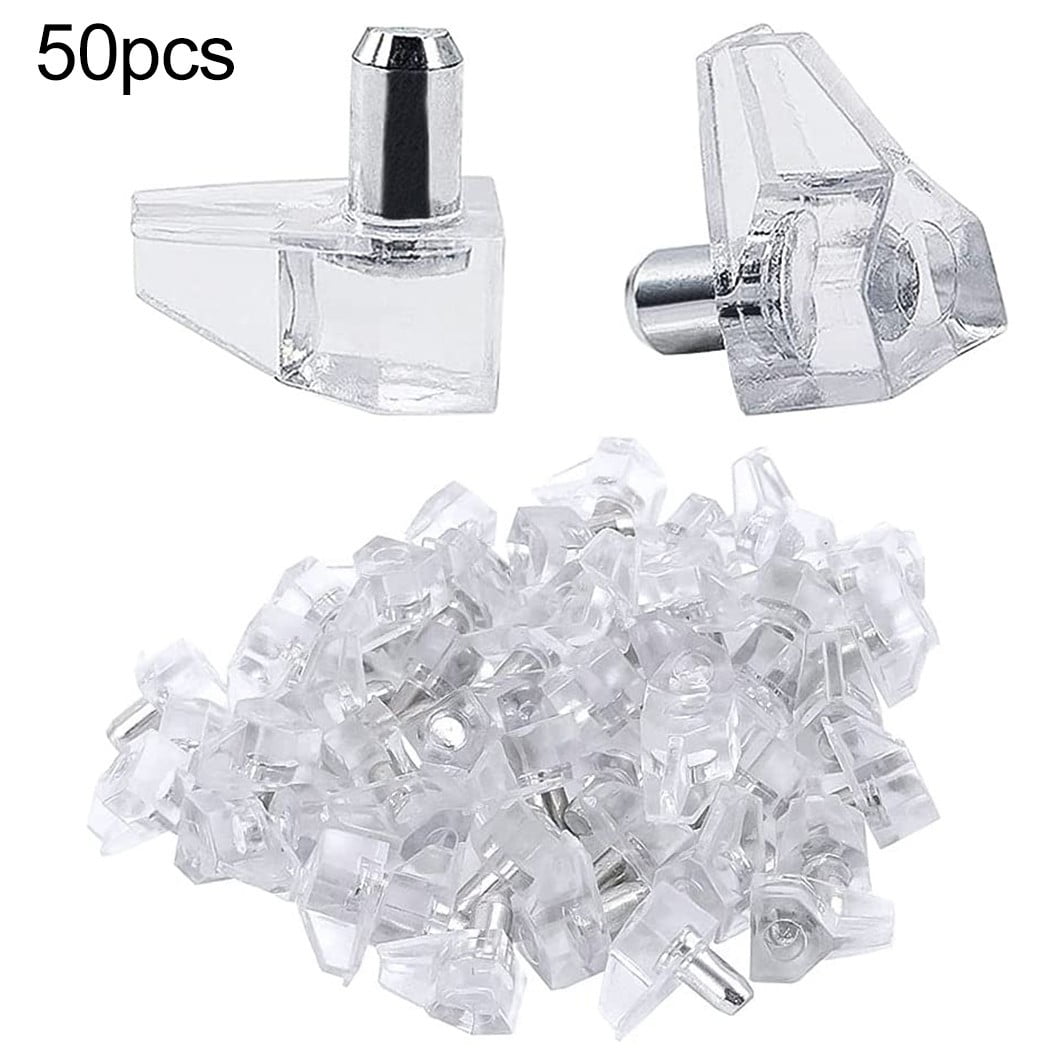 50 Pack Clear Kitchen Cabinet Shelf Supports with Metal Pin for ...