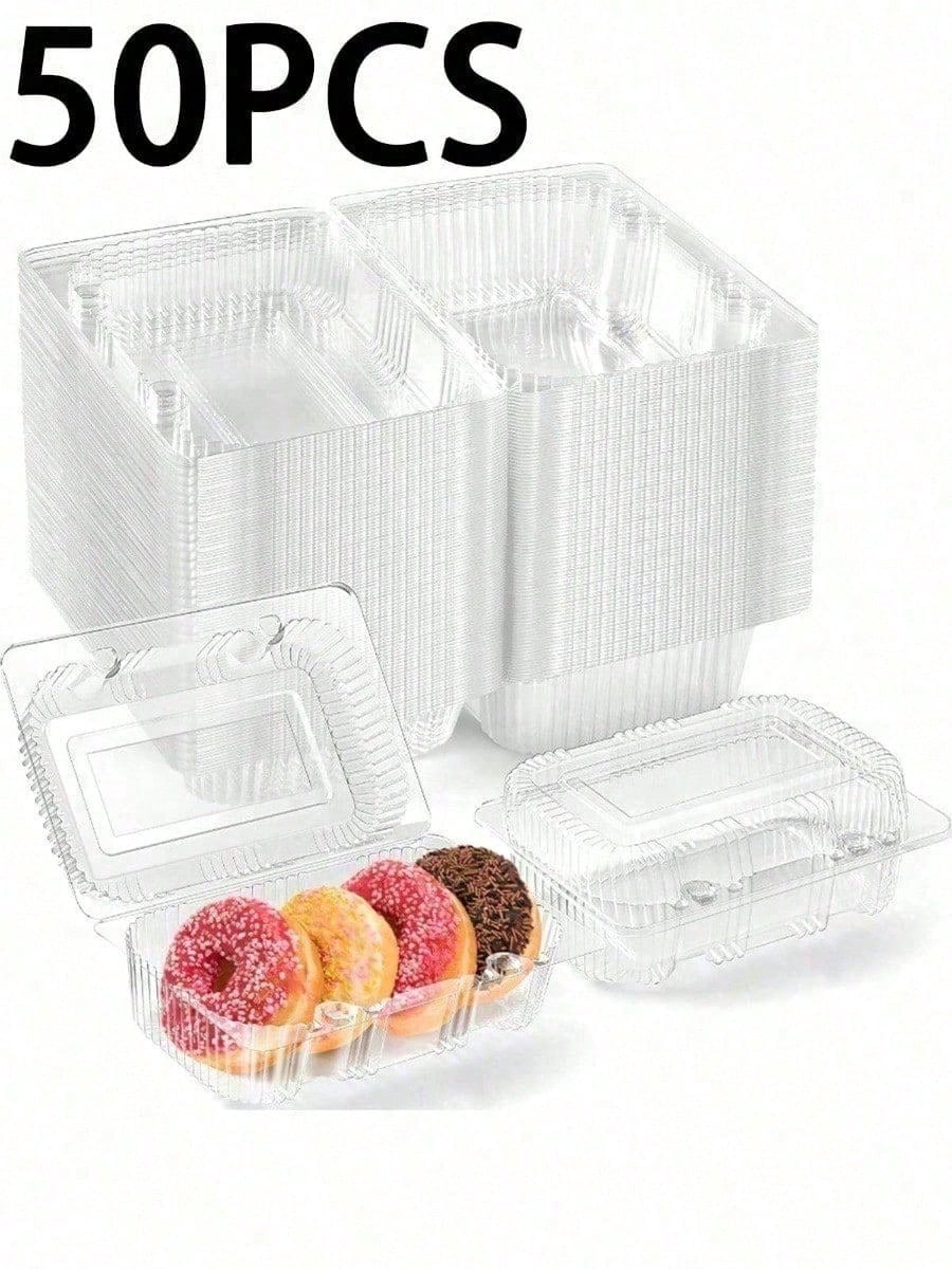 50-Pack Clear Plastic Clamshell Food Containers with Hinged Lids ...