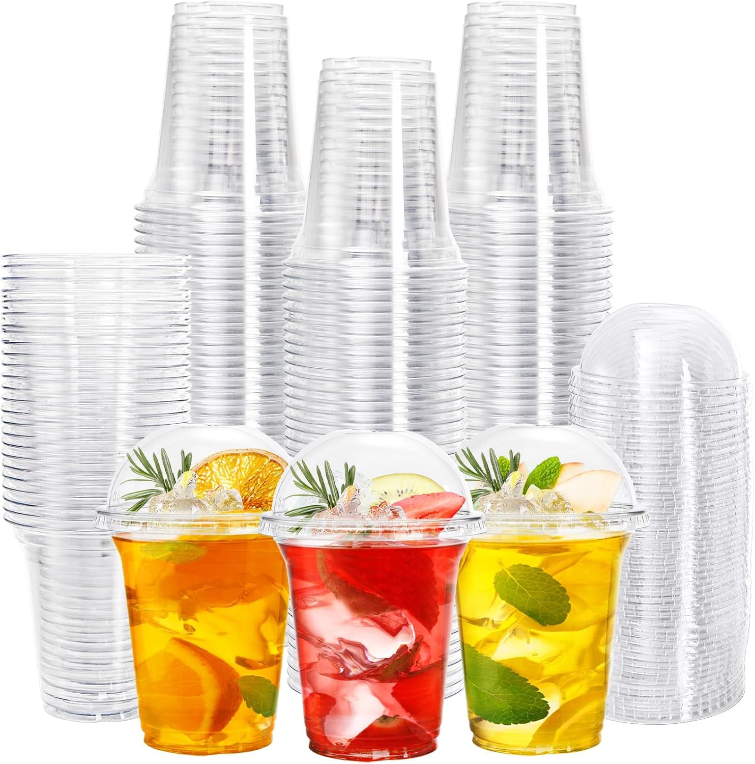 BESTOYARD Plastic Cup with Lid Clear Plastic Cups Transparent PP 50 Pcs ...