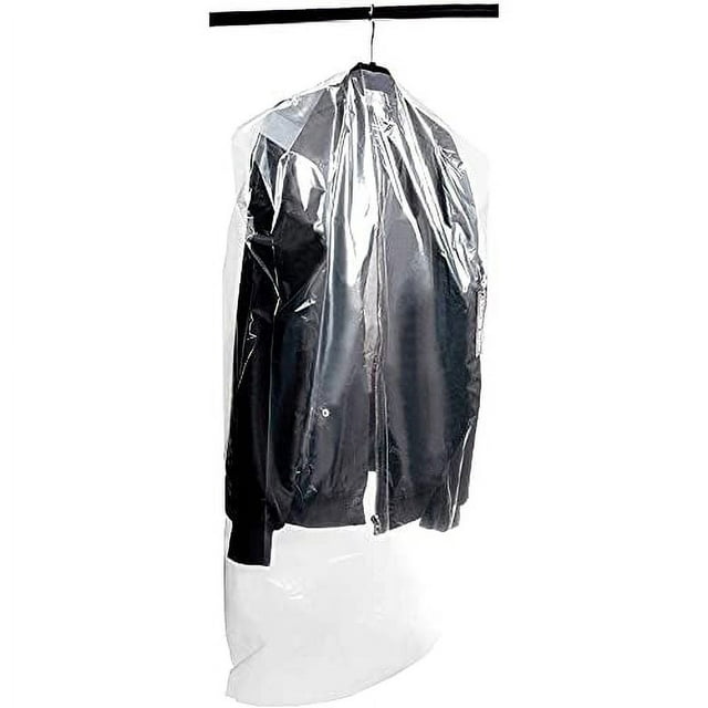 50 Pack Clear Plastic Garment Bags for Hanging Clothes, Dry Cleaning ...