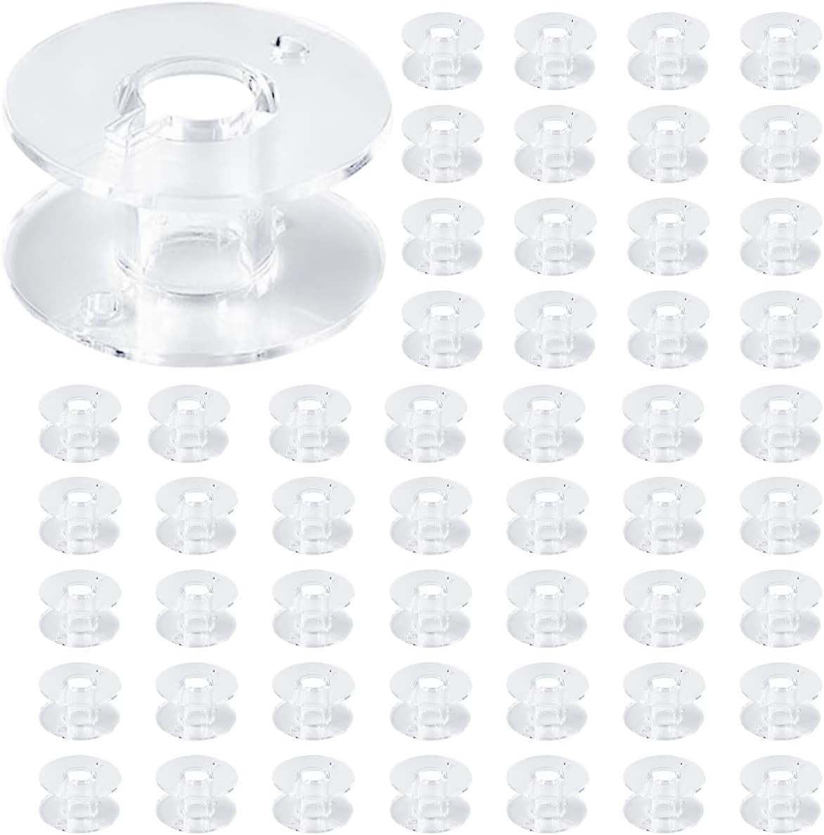 50 Pack Clear Plastic Sewing Machine Bobbins Class 15 Sewing Bobbins ...
