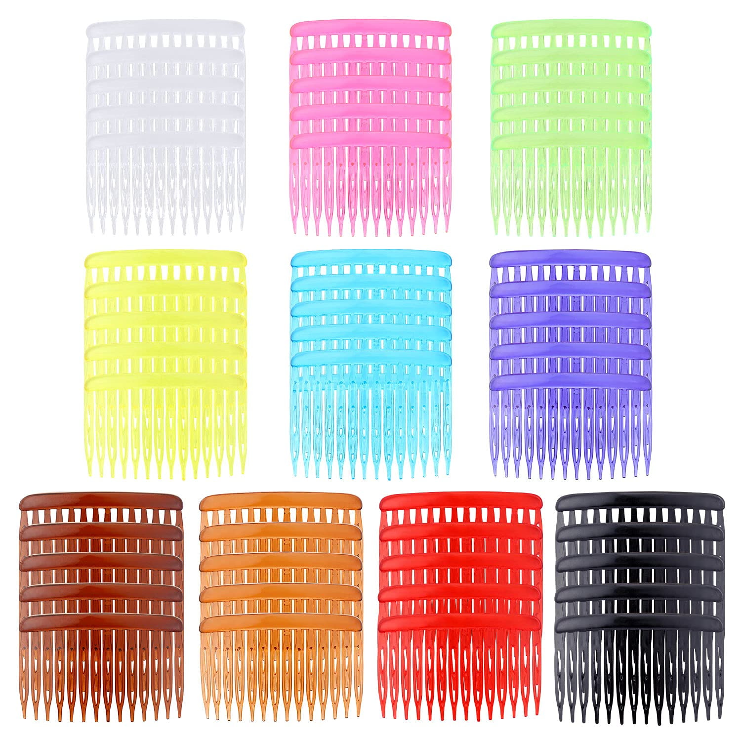 50 Pack Clear White Black Candy Small Plastic Side Hair Comb With Teeth ...