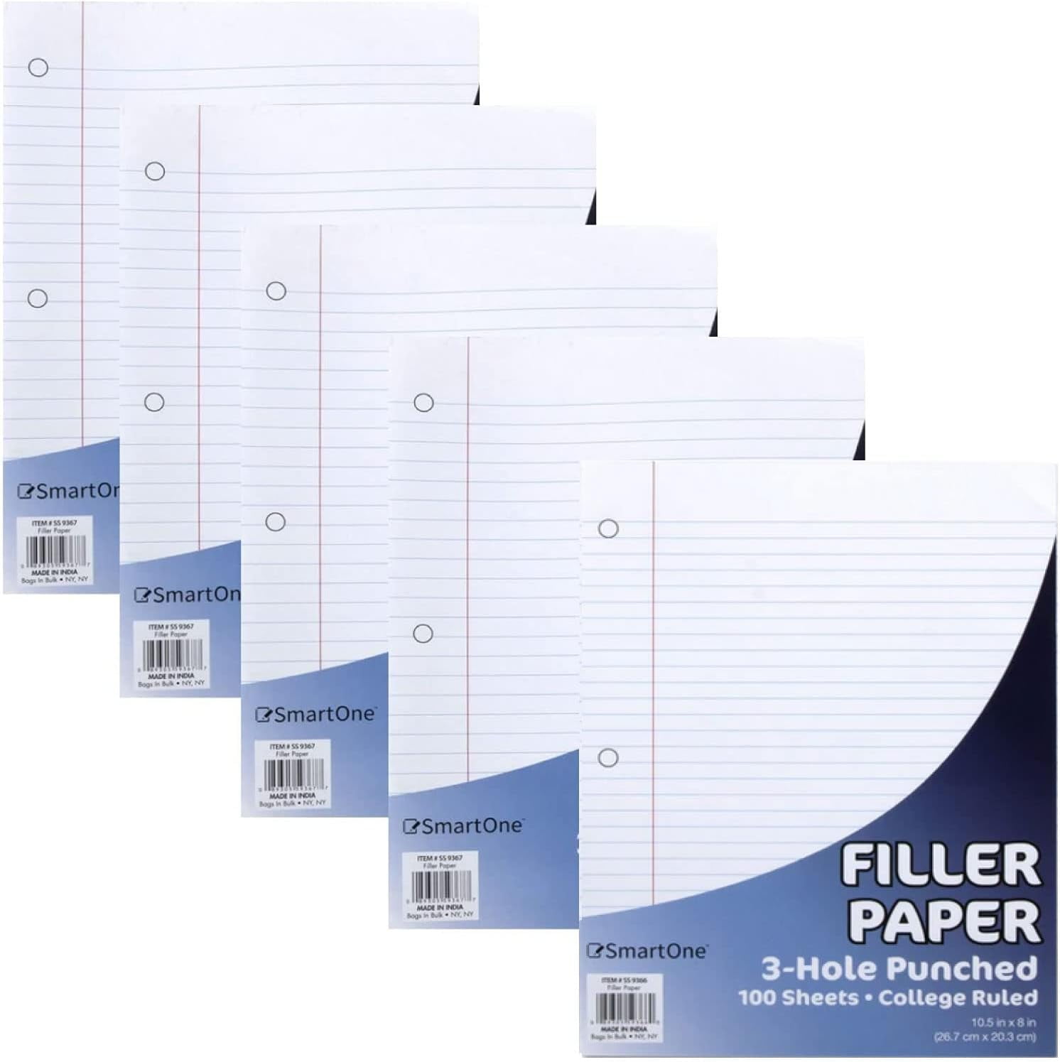 50 Pack College Ruled Reinforced Loose Leaf Paper College Ruled Bulk 3 ...