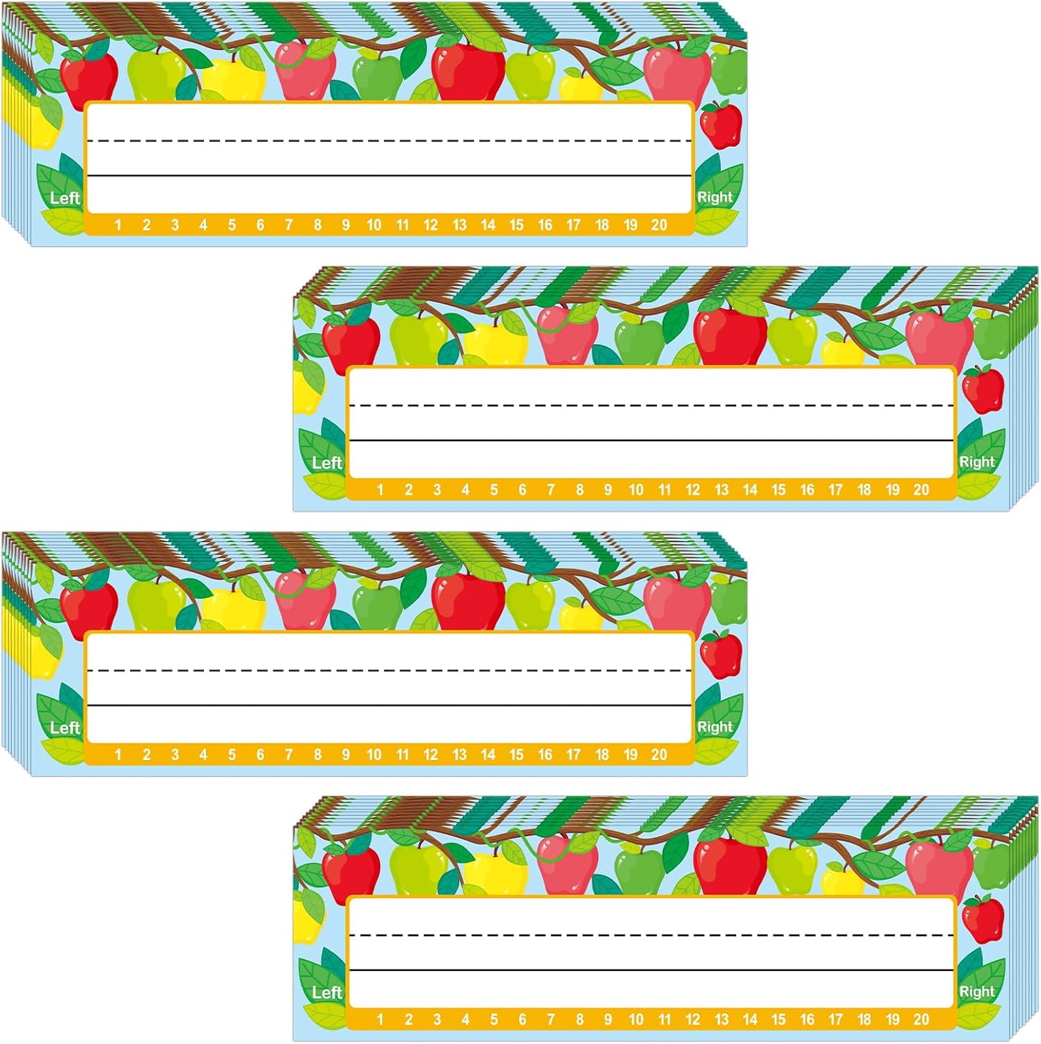 50 Pack Colorful Apple Nameplates for Student Desks Back to School ...