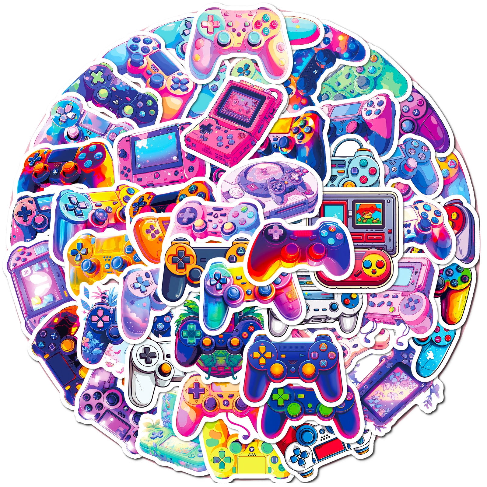 50-Pack Colorful Gaming Console Stickers - Cartoon Game Controller ...