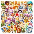 50-Pack Cool Cat Stickers - Hat-Wearing, Anthropomorphic Cat Head ...