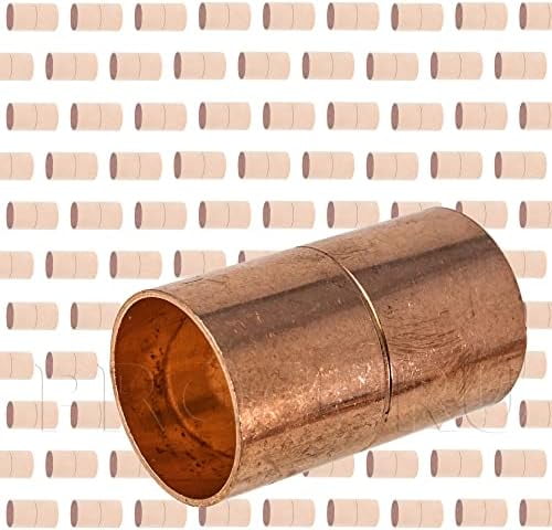 [50-Pack] Copper 1" Coupling with Rolled Stop, CxC Sweat Connection ...