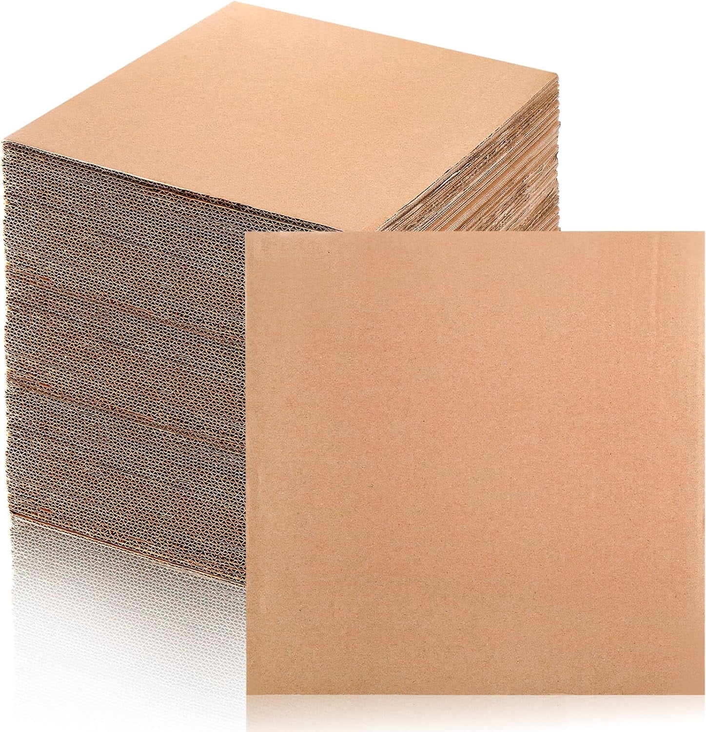 50 Pack Corrugated Cardboard Sheets 2mm Thick, 12" x 12" Flat Inserts ...