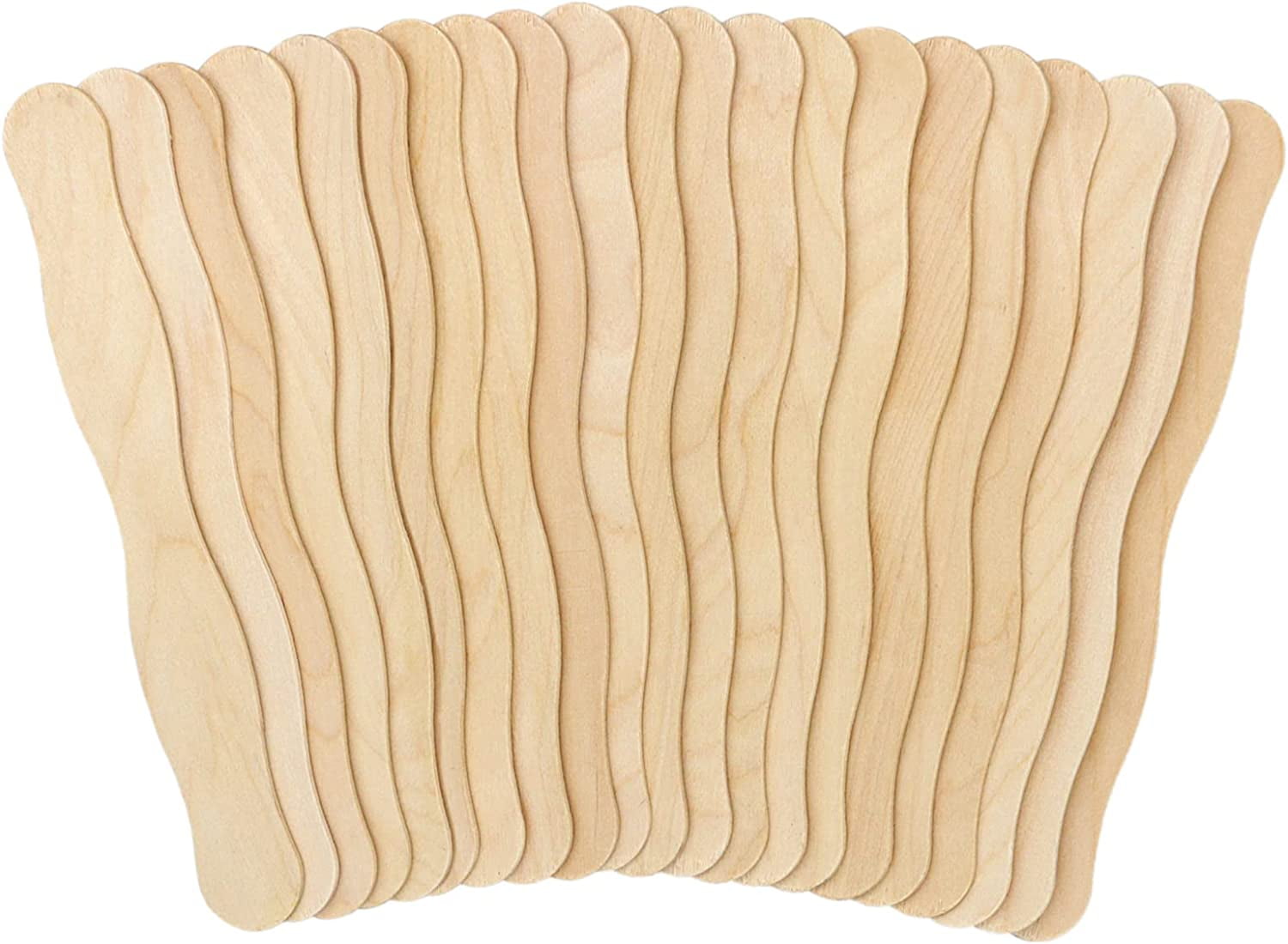 50 Pack Craft Sticks, 8 inch Wood Wavy Sticks, Fan Handles, Large ...