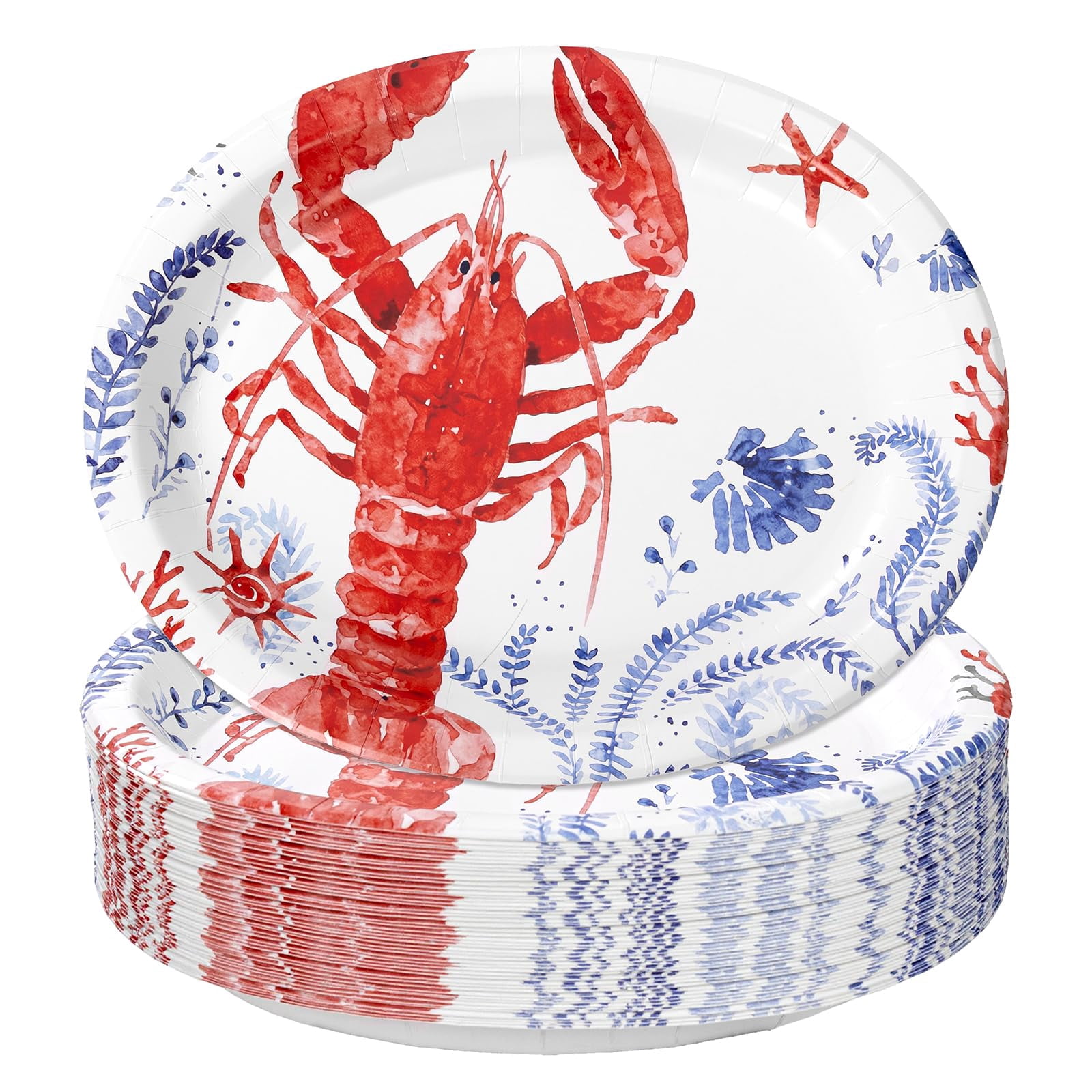 50 Pack Crawfish Boil Oval Paper Plates - 10x12" Large Disposable ...