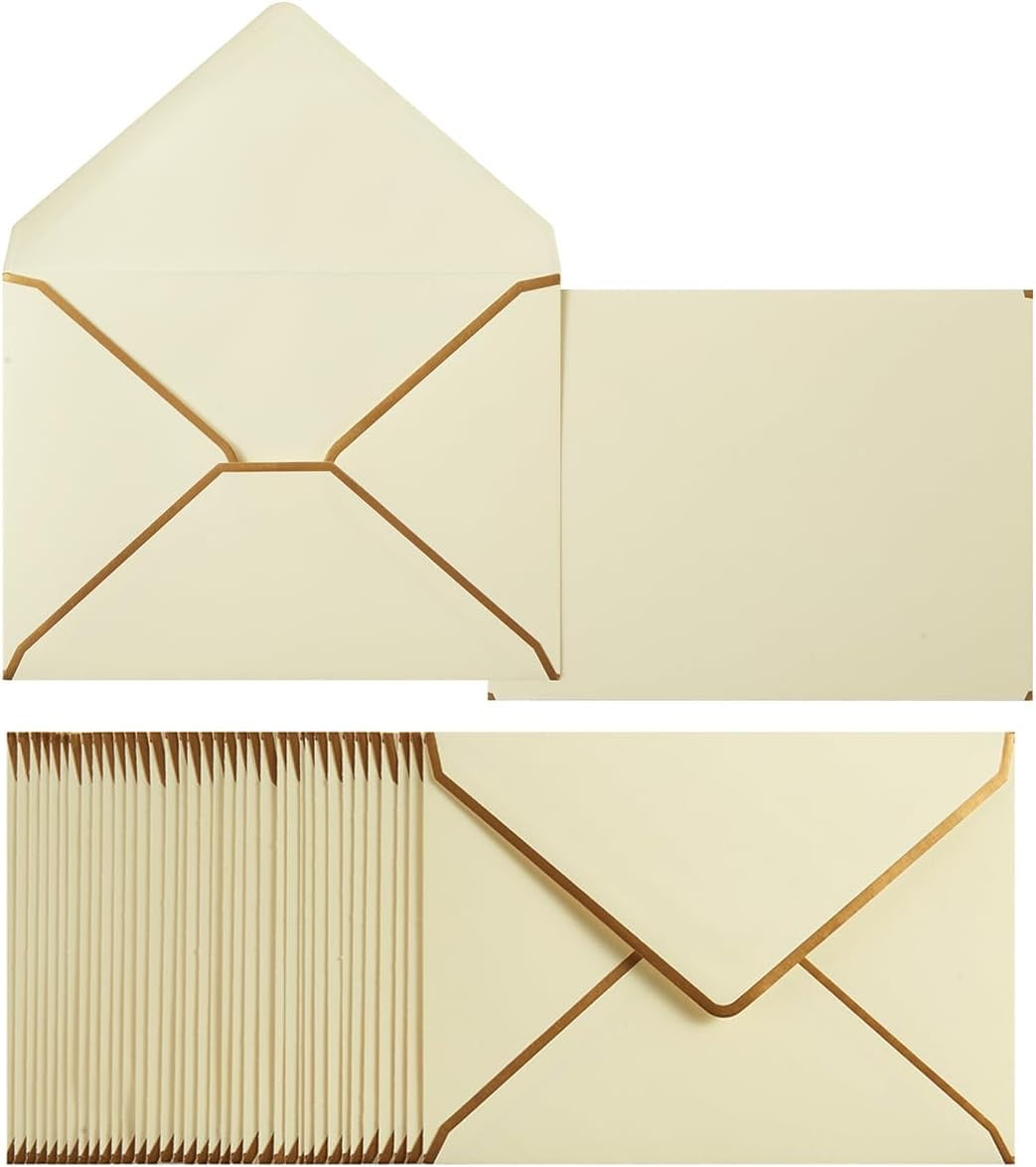 50 Pack Cream Color A4 Envelopes 4x6 Self-Adhesive V Flap Envelopes ...