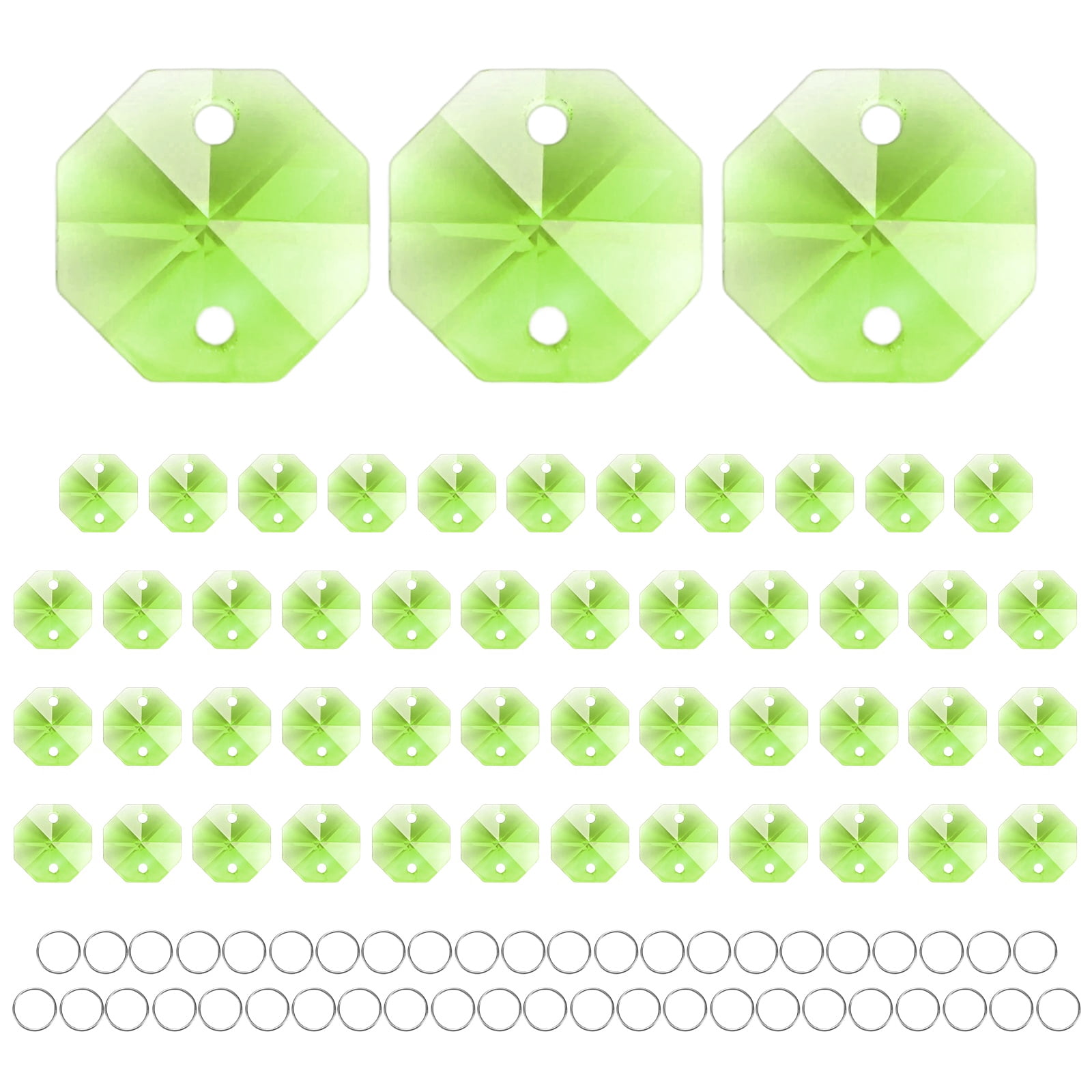 50-Pack Crystal 2 Hole Octagon Prisms, 14mm/0.55 Inch Hanging Crystals ...