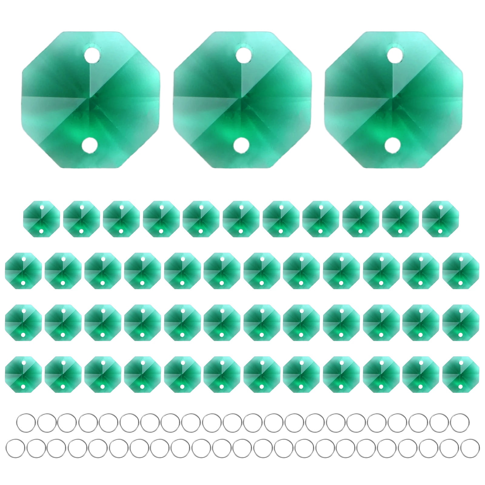 50-Pack Crystal 2 Hole Octagon Prisms, 14mm/0.55 Inch Hanging Crystals ...