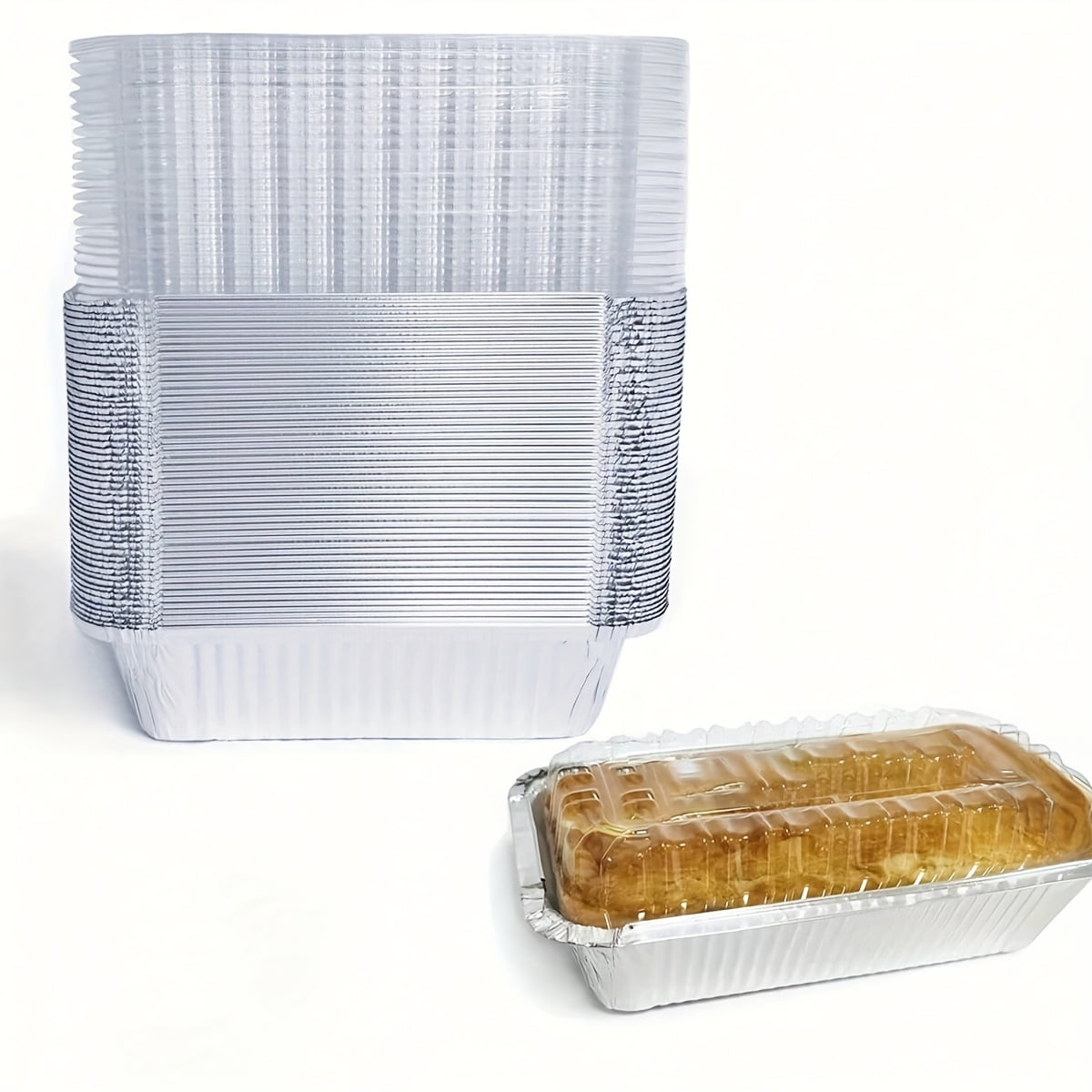 50 Pack Disposable Aluminum Foil Bread Pans (2 Lb) with Lids - Dessert ...