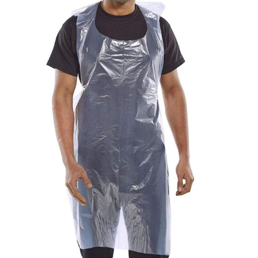 50 Pack Disposable Aprons, Waterproof Clear Plastic Aprons, Disposable ...