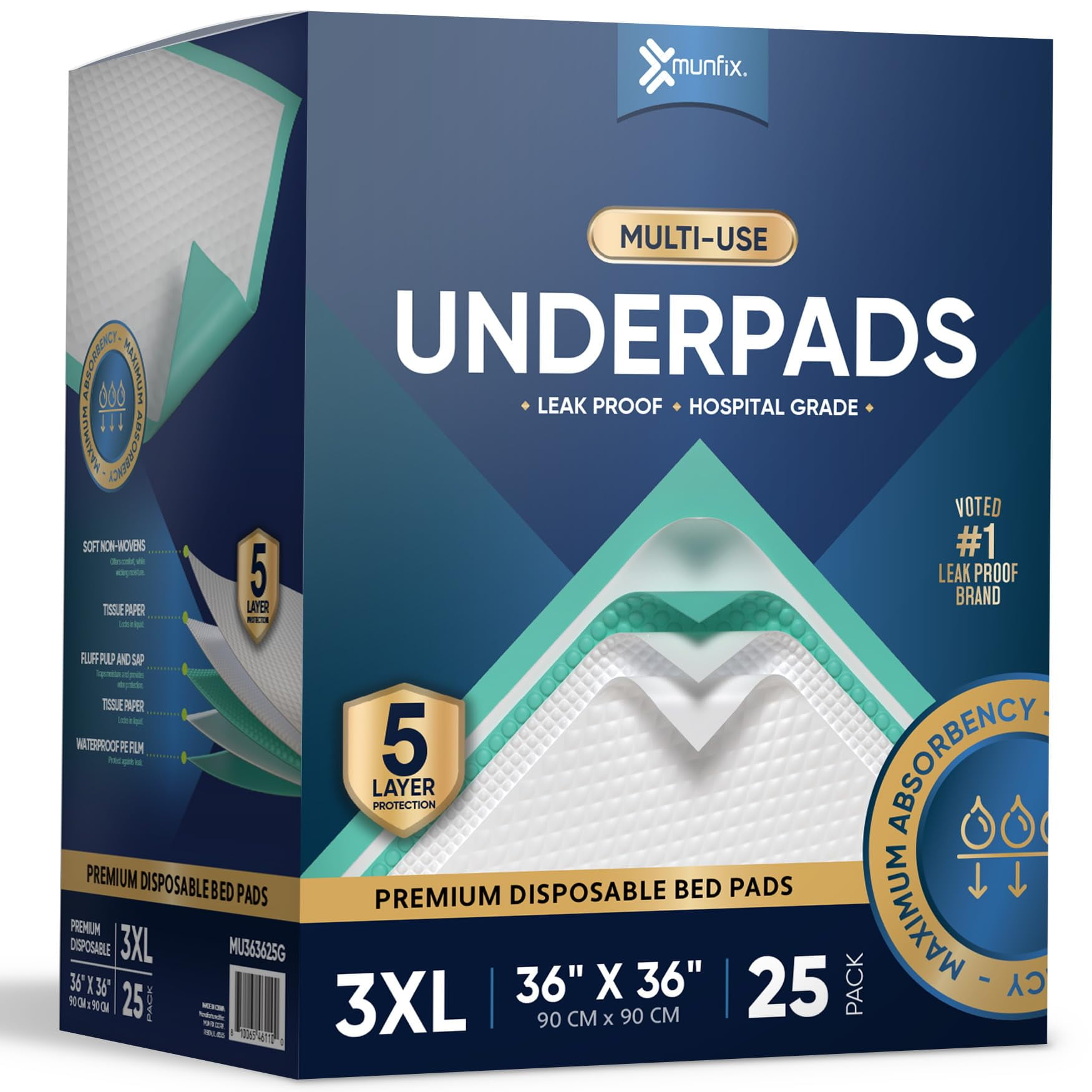 50 Pack Disposable Bed Pads 36 X 36 Inches, Super Absorbent Extra Large ...