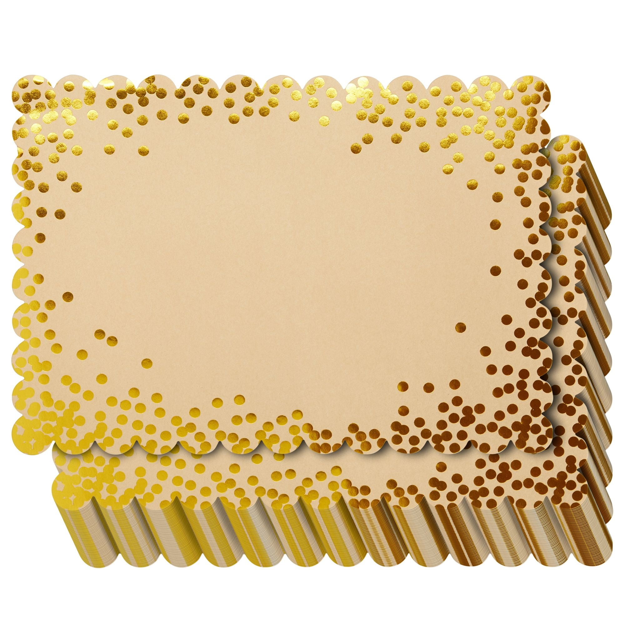 Bulk 50 Pack Gold Paper Placemats - Scalloped Kraft with Foil Polka ...