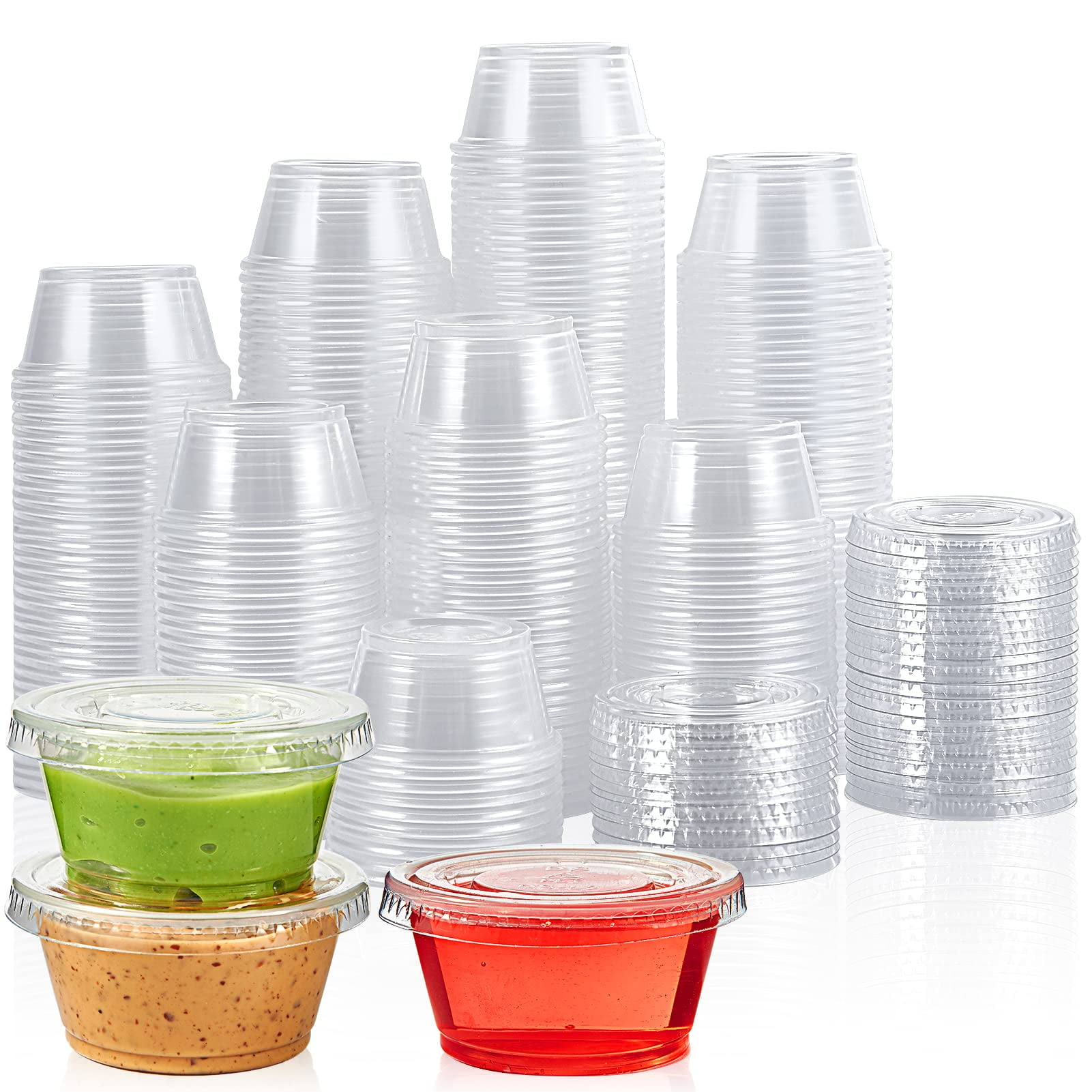 50 Pack Disposable Plastic Portion Cups with Lids, Small Plastic ...