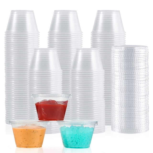 50 Pack Disposable Plastic Portion Cups with Lids, Small Plastic ...
