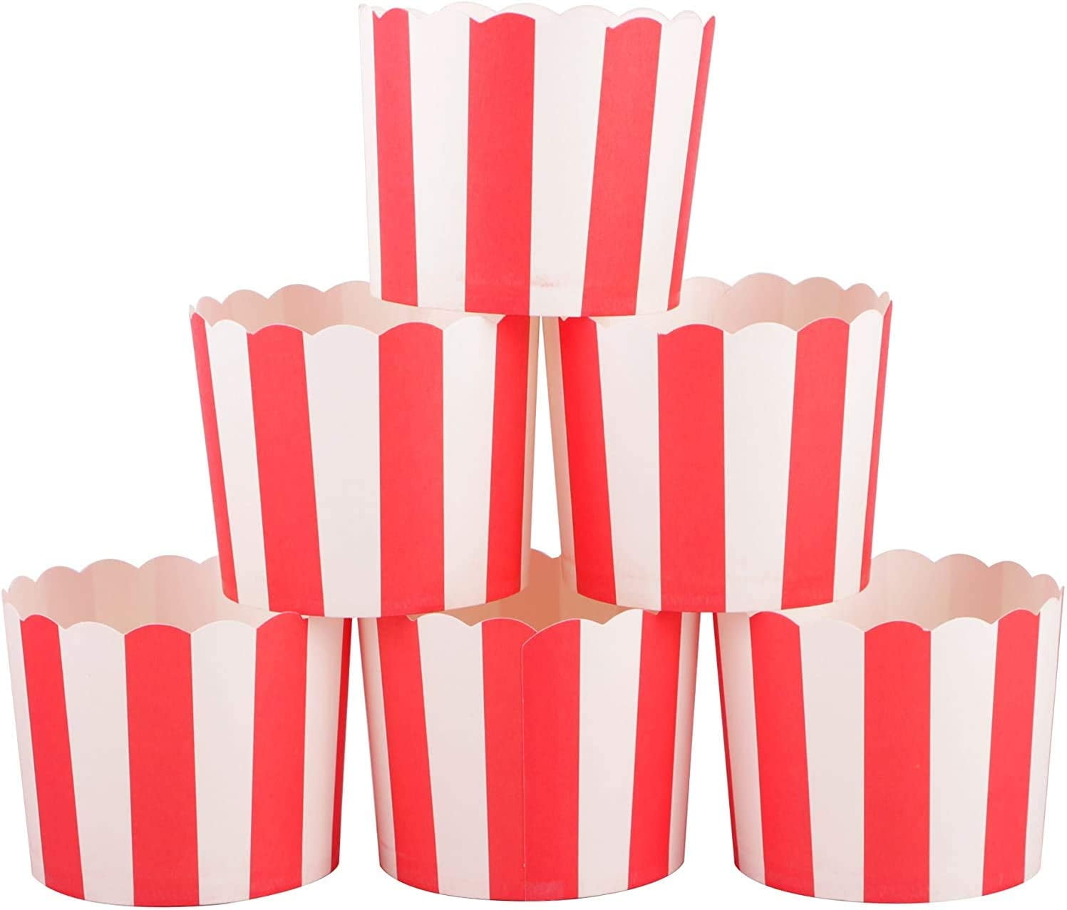 50-Pack Disposable Red & White Striped Baking Cups for Cupcakes ...
