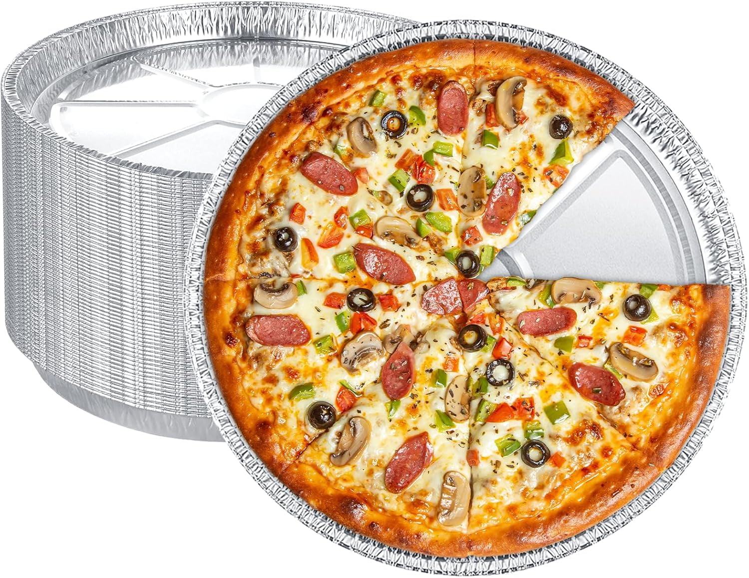50 Pack Disposable Round Foil Pizza Pans A num Pizza Pans for Personal ...