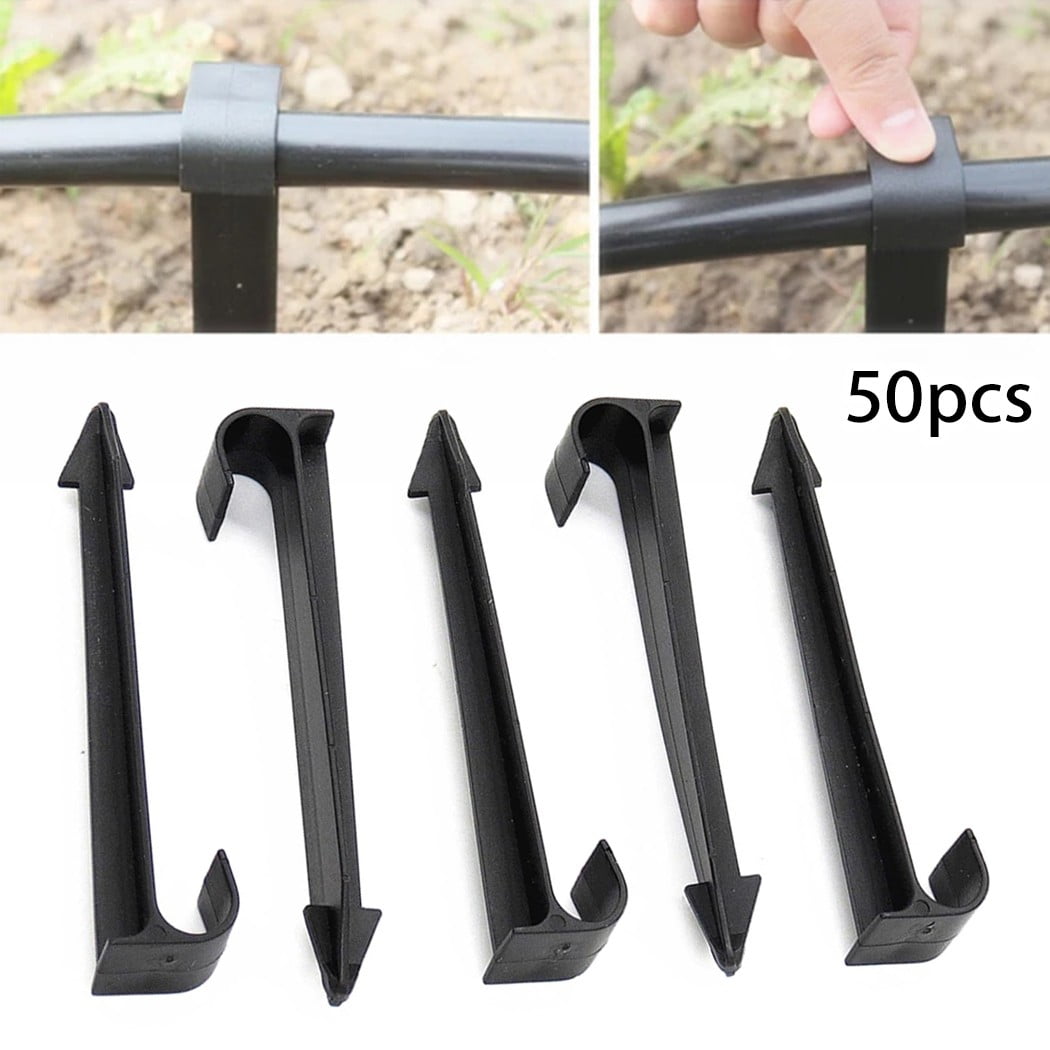 50-Pack Dn16 C-Type Ground Stakes For Pe Pipe Drip Irrigation Hose Tube ...
