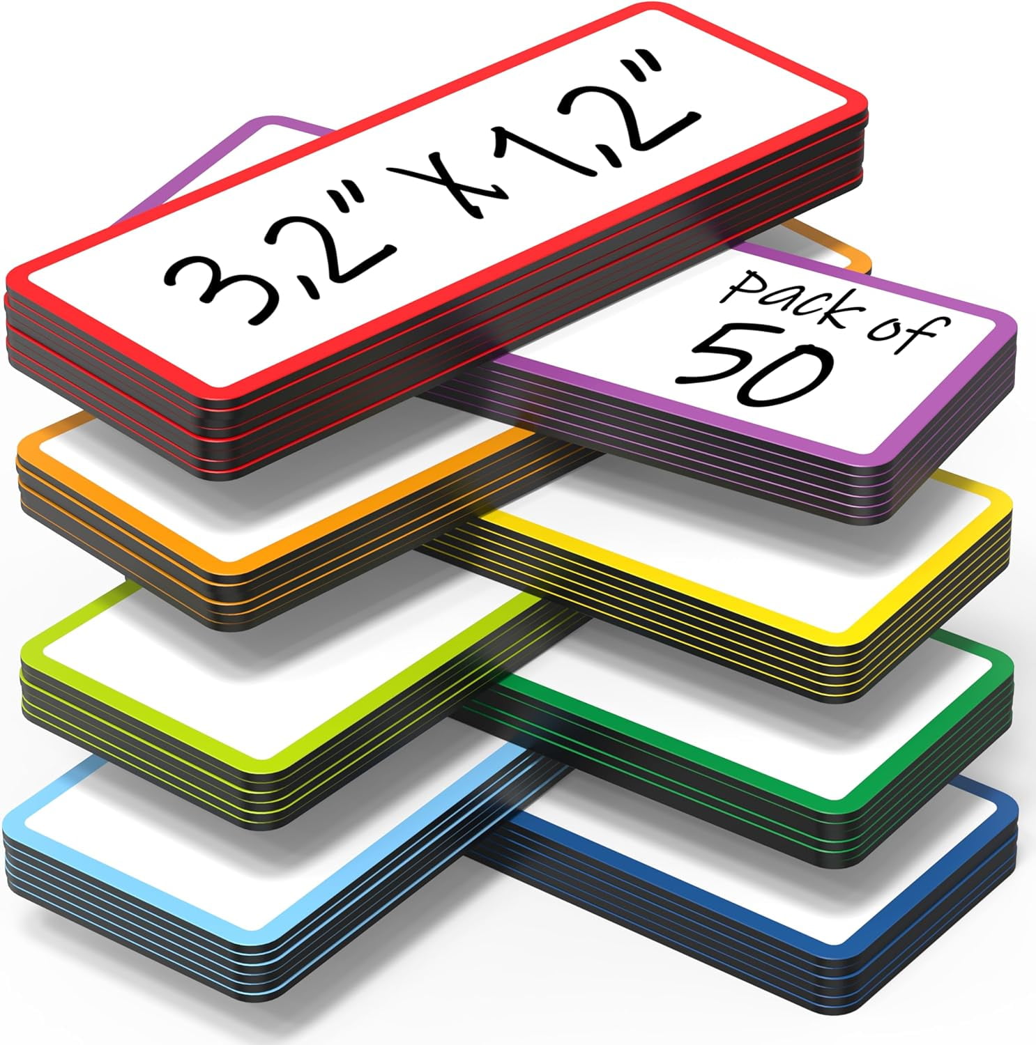 50 Pack Dry Erase Magnetic Labels 3.2x1.2 in - Magnetic Name Tags for ...