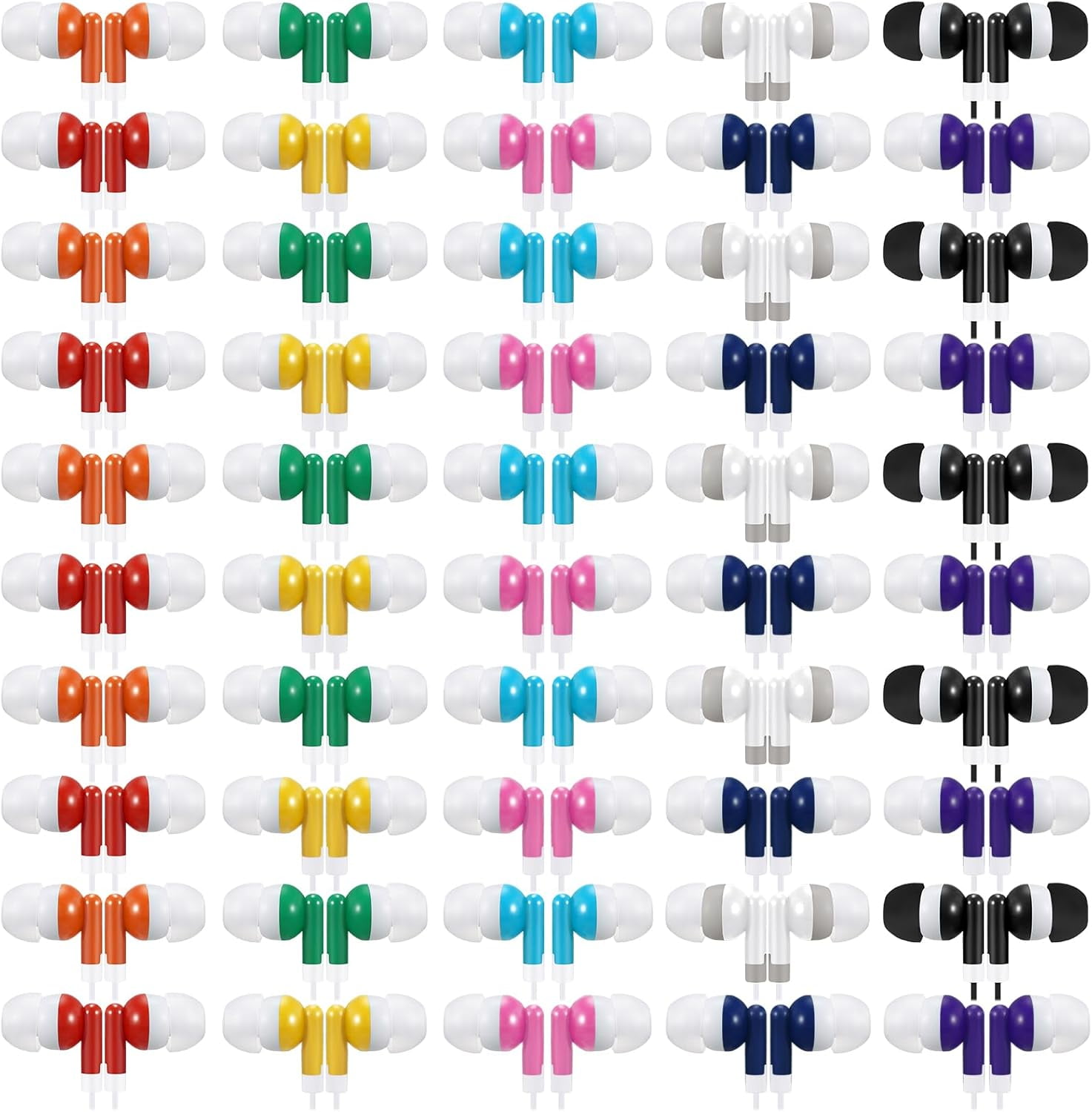 50 Pack Earbud Bulk Kid Headphone Earphone Earbud with Wire ...