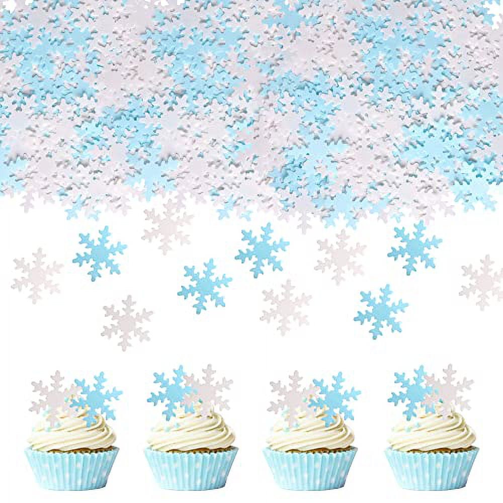 50 Pack Edible Snowfalke Cupcake Toppers Snowflake Cake Picks ...