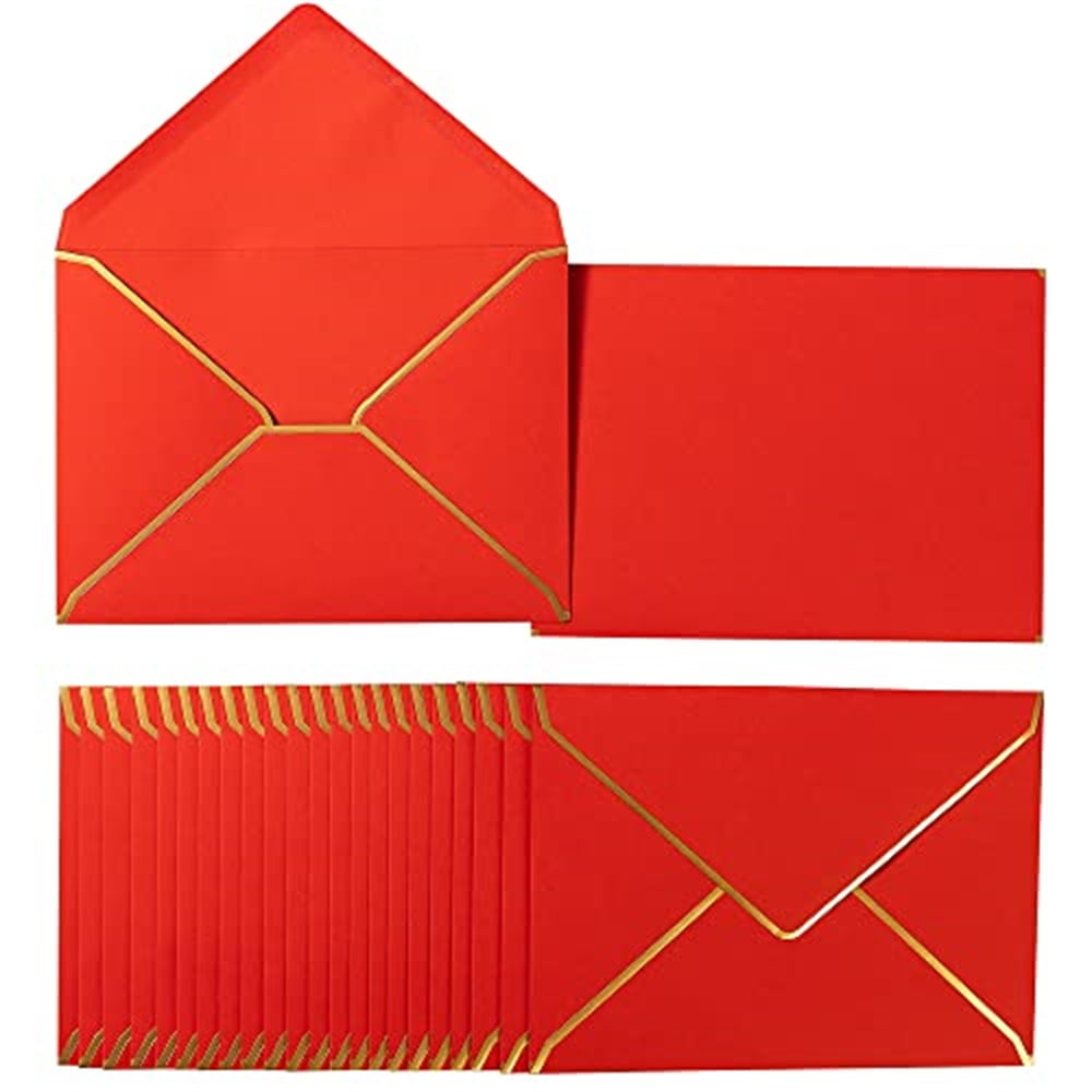 50 Pack Envelopes Card with Gold Border for Office, Wedding Gift Cards ...