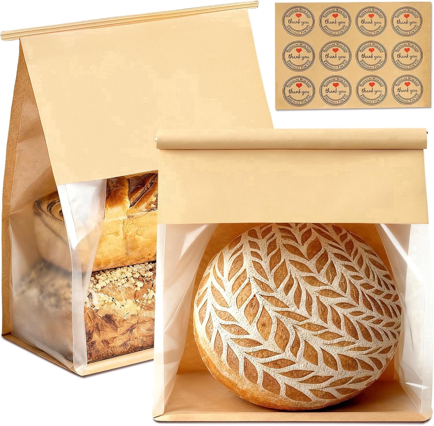 50 Pack Extra Large Paper Bread Bags for Homemade Bread Sourdough Bags ...